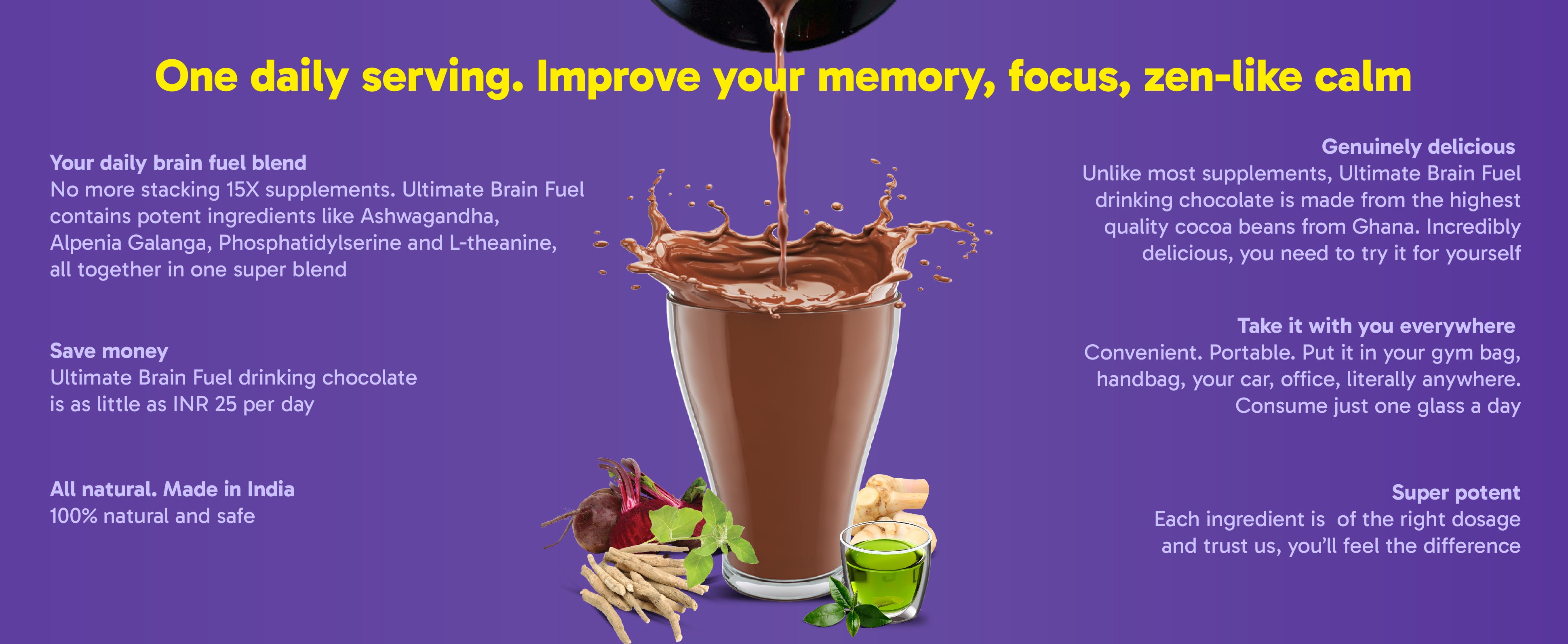 Ultimate Brain Fuel Drinking Chocolate | For Focus, Memory, Stress & A